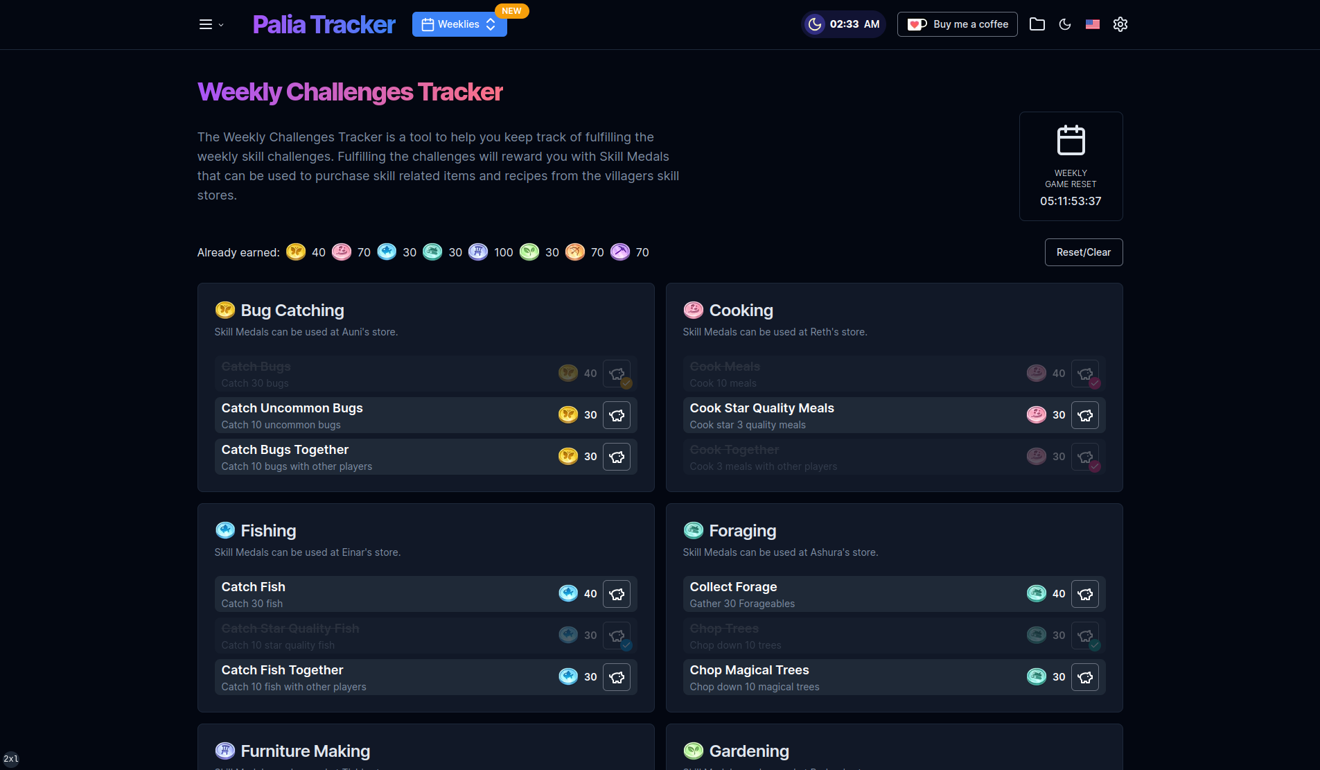 Weekly Challenges - Palia Tracker - Palia Tracker